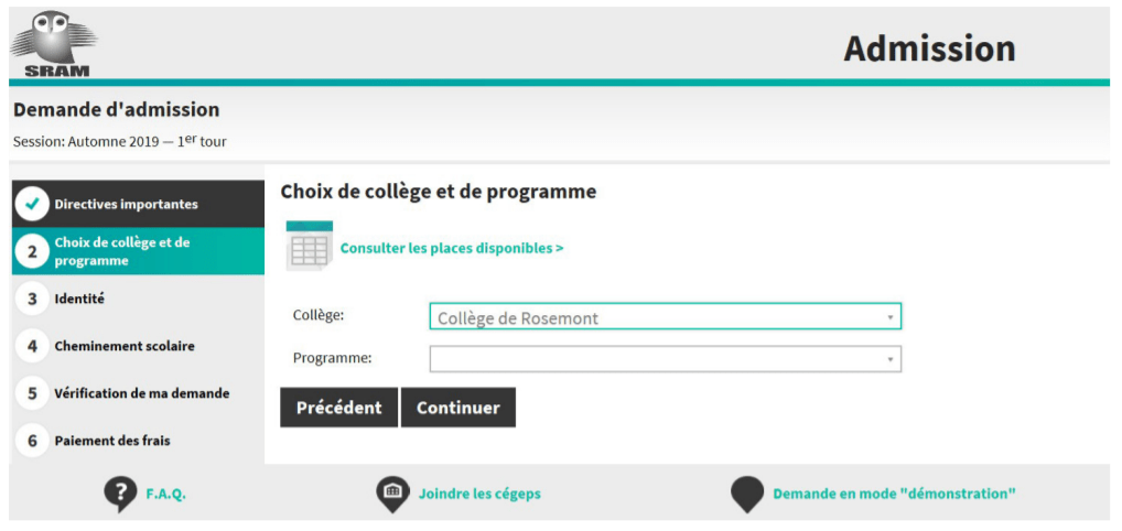 Admission au SRAM – Collège de Rosemont